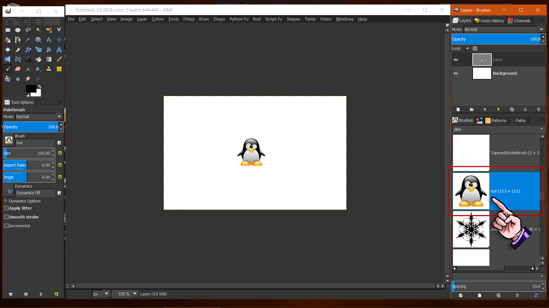 Python Fu gimp_paintbrush • GIMP Chat